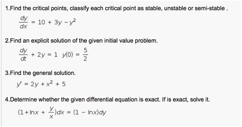 Solved Find The Critical Points Classify Each Critical Chegg