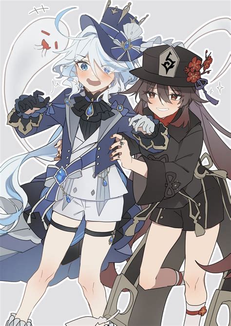 Hu Tao Furina And Boo Tao Genshin Impact Drawn By Hoshiyuitsukino