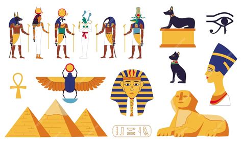 Colección De Egipto Antiguos Dioses Egipcios O Mitología Criaturas