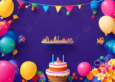 Birthday Party Blue Purple Background Birthday Balloon Birthday
