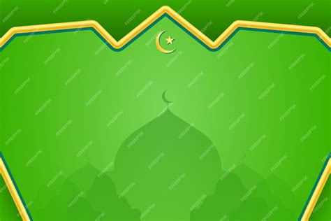 Premium Vector Green Islamic Plain Background With Gold Ornaments