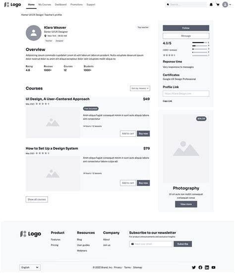 E Learning Website Wireframe Template Visily