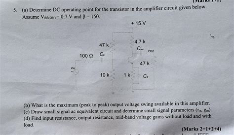 Solved 5 A Determine DC Operating Point For The Chegg Com