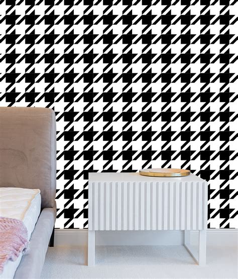 Papier Peint Intiss Pr Encoll Pied De Coq Noir Et Blanc Cm X Cm Ma Nouvelle