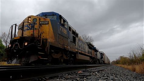 Csx Yn Dash Locomotive Leads Csx Autorack Train Youtube