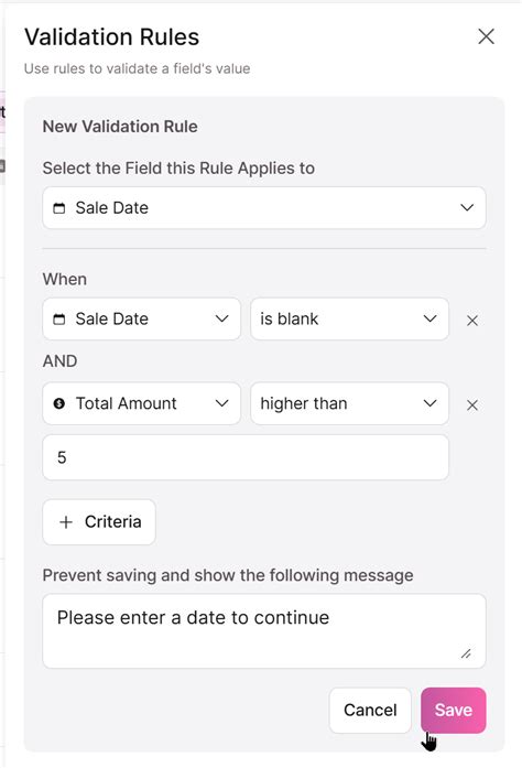 Validation Rules Overview