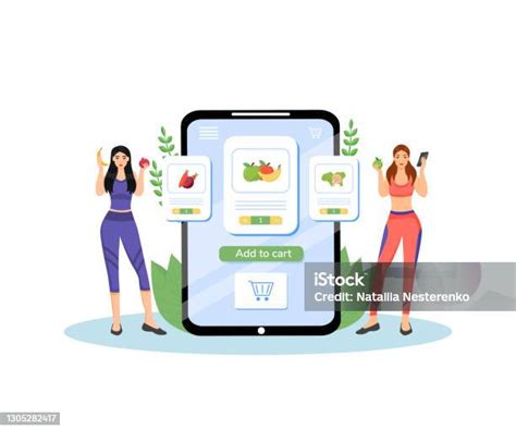 건강한 영양 계획 평면 개념 벡터 일러스트 여성 영양사 웹 디자인에 대한 영양사 2d 만화 캐릭터 신선한 과일과 채소 배달 서비스 창의적인 아이디어 영양사에 대한 스톡 벡터