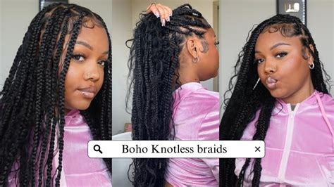 Boho Knotless Braids Detailed Tutorial W Water Wave Bulk Human Hair