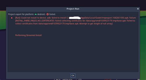 Android Godot Apk Export Error Install Parse Failed No Certificates