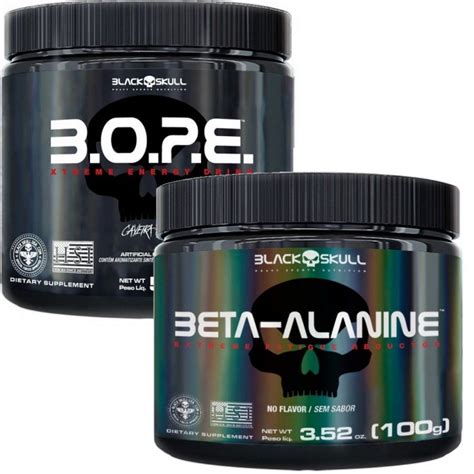 Kit Pre Treino Bope 150g 100 Beta Alanina 100g Black Skull