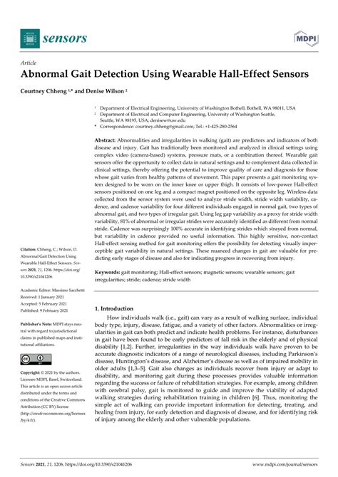 Pdf Abnormal Gait Detection Using Wearable Hall Effect Sensors