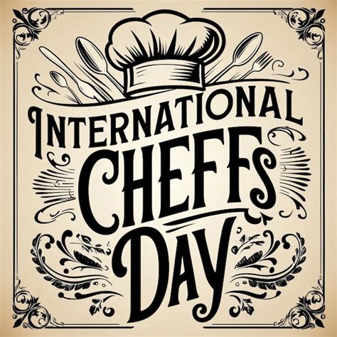 국제 요리사 날 인사 카드 및 포스터에 대한 터 디자인 요리사 일 손으로 쓰여진 글자 디자인 템플릿 축하 터 일러스트레이션 프리미엄 Ai 생성 이미지