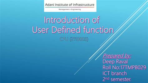 User Defined Functions In C Language Pptx