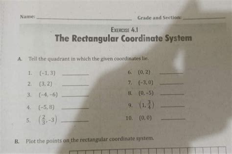 solved name grade and section exercise 4 1 the rectangular