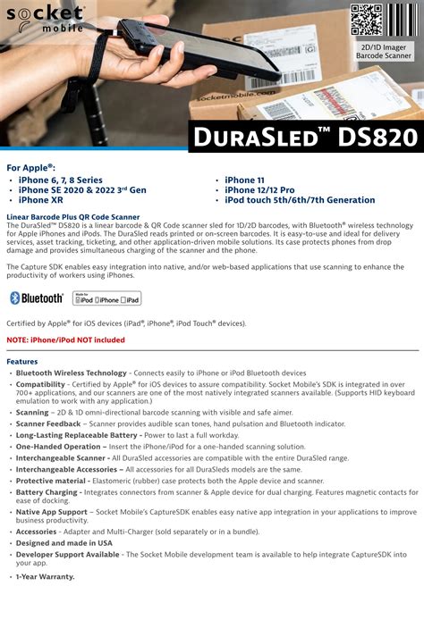 Cx4064 3127 Socketscan S720 Linear Barcode Qr Code Reader