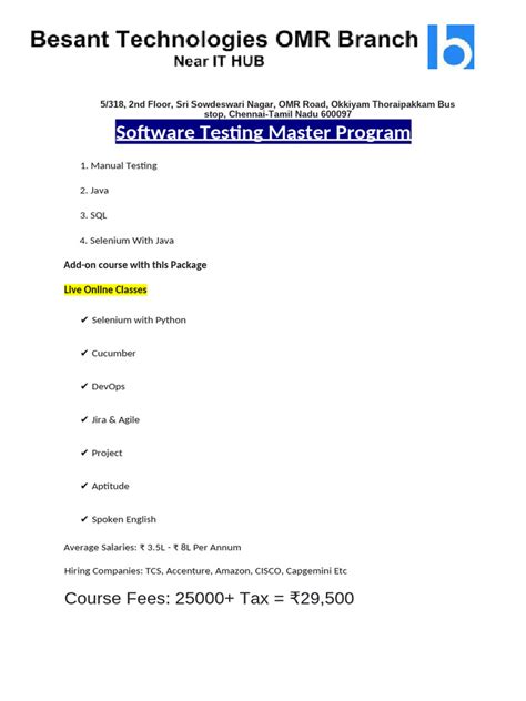 Software Testing Masters Program Pdf Selenium Software Database