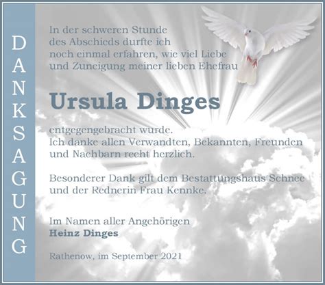 Traueranzeigen Von Ursula Dinges Märkische Onlinezeitung Trauerportal