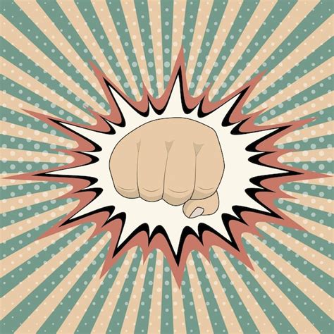 Premium Vector Vector Pop Art Cartoon Fist Comic Book Crash Explosion