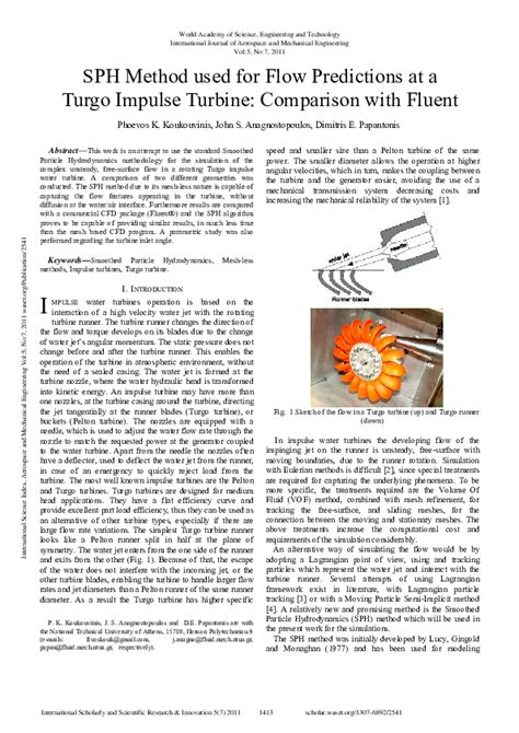 pdf sph method used for flow predictions at a turgo impulse turbine