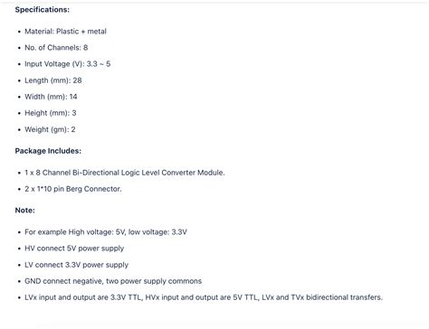 Looking For The 8 Channel Bi Directional Logic Level Converter Parts