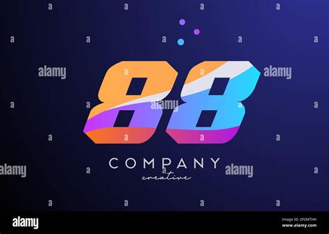 Colored Number 88 Logo Icon With Dots Yellow Blue Pink Template Design