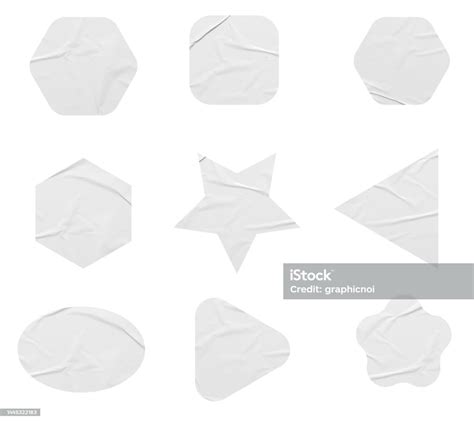 흰색 스티커 모형 다른 모양의 빈 레이블 원형 주름진 종이 엠블럼 공간을 복사합니다 미리보기 태그 라벨을 위한 스티커 또는 패치 0명에 대한 스톡 사진 및 기타 이미지
