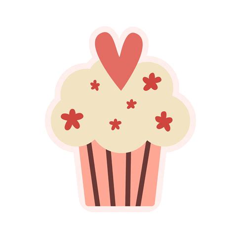 A Cupcake With Hearts On It Valentine Love Pink Heart Vector Set Clip