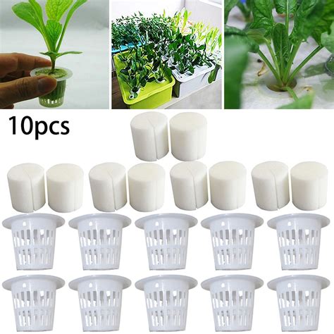 RichLink Hydroponic Mesh Net Cups With Sponges 20 Pack Plant Growing