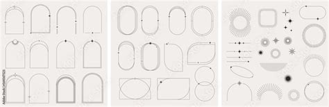 Modern Minimalist Aesthetic Linear Frames Arcs Stars And Elements