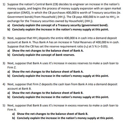 Solved 1 Suppose The Nations Central Bank Cb Decides To