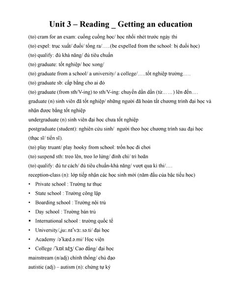 Unit 3 - reading - getting an education - Unit 3 – Reading _ Getting an education (to) cram for ...