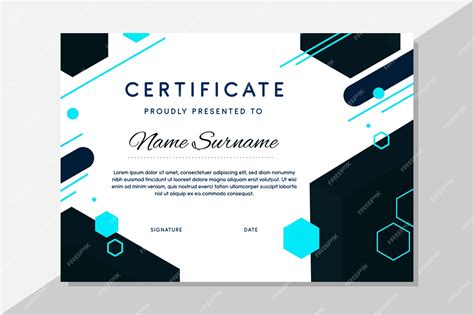 Free Vector Modern Certificate Template With Hexagonal Shapes