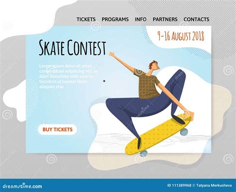 A Young Man Doing A Trick On A Skateboard The Skate Contest Vector