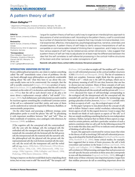 Pdf A Pattern Theory Of Self