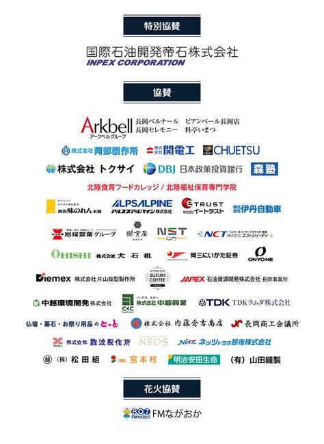 長岡花火ウインターファンタジー ご協賛企業のご紹介 トピックス 長岡花火 公式ウェブサイト長岡花火財団