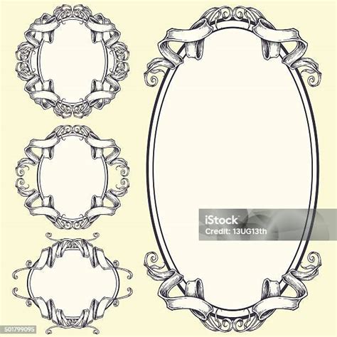 Ribbon Frame And Border Ornaments向量圖形及更多有邊框的圖片 有邊框的 橢圓形 舊式 Istock