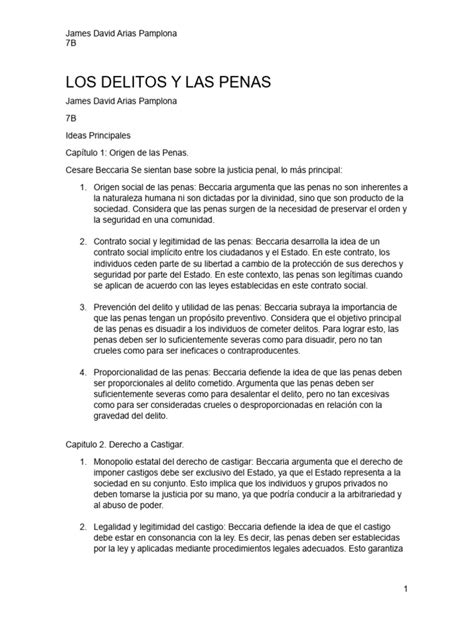 Los Delitos Y Las Penas Pdf Castigos Justicia