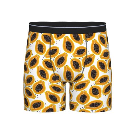 Boxer Briefs Long Boxer Briefs For Men Papaya Pattern Orange Soft