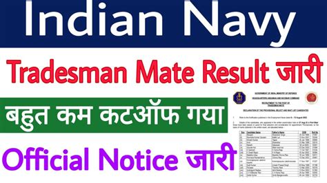 Indian Navy Tradesman Mate Result 2023 ITI Education