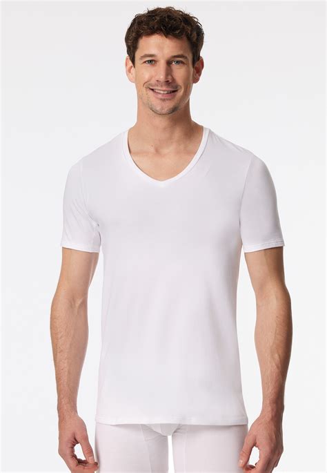 Shirt Kurzarm V Ausschnitt Weiß Premium Cotton Schiesser