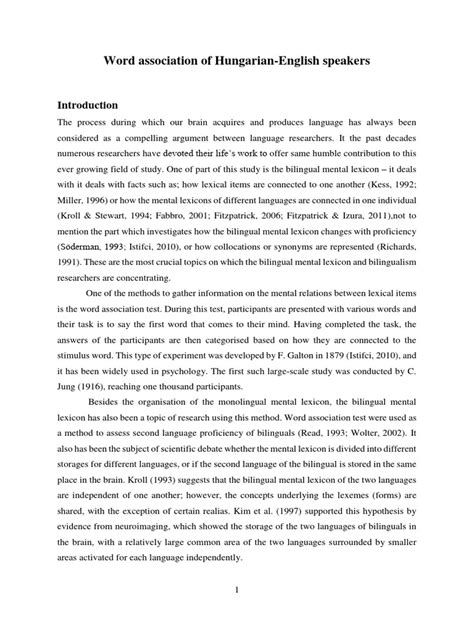 Word Association Test 02 Pdf Linguistics Cognitive Science