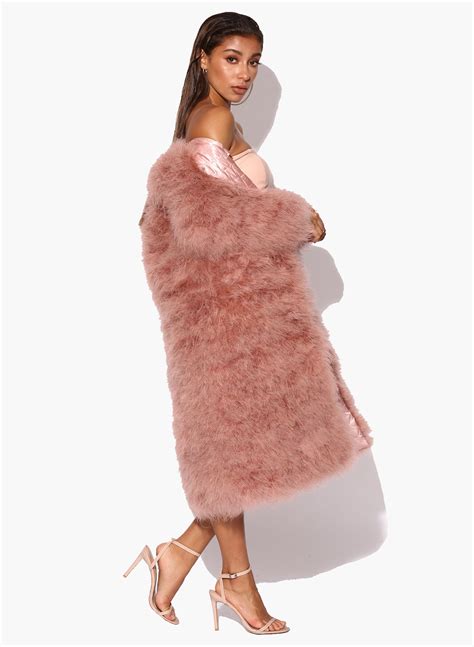 Long Blush Fluffy Feather Jacket Marabou Winter Womens Etsy