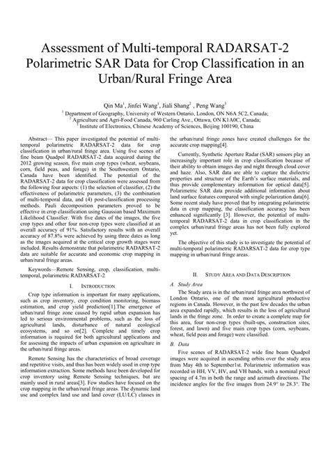 pdf assessment of multi temporal radarsat 2 polarimetric sar data for