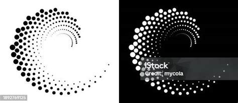 현대 추상 배경입니다 원 형태의 하프톤 도트 둥근 로고 디자인 요소 또는 아이콘 벡터 점선 프레임입니다 흰색 바탕에 검은색 인물과 검은색 면에 똑같이 흰 인물이 있습니다