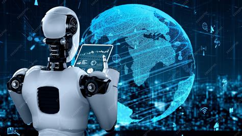 premium photo internet connection controlled by ai robot huminoid and