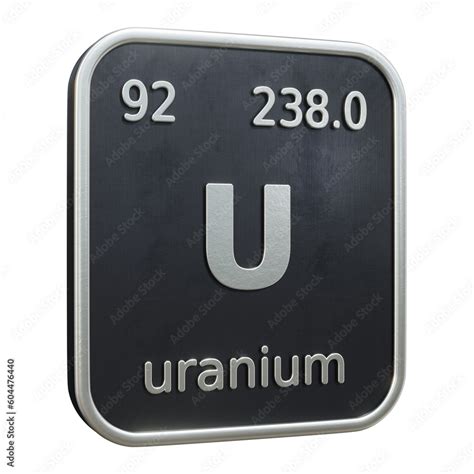 Three Dimensional Icon Of The Chemical Element Of Uranium Isolated On