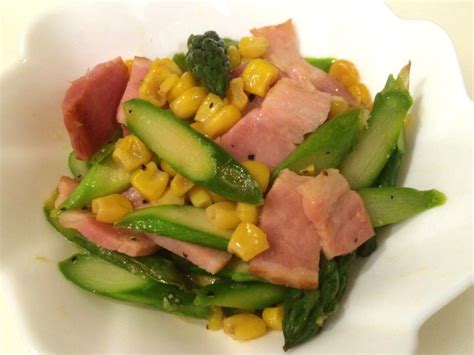 アスパラベーコンとコーンのバター醤油炒め By Xmizzzx 【クックパッド】 簡単おいしいみんなのレシピが358万品