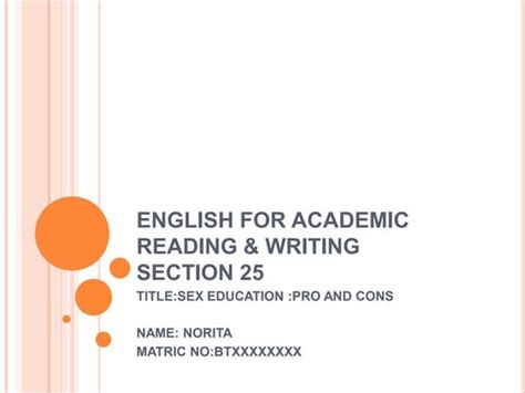 Sex Education In School Pptx