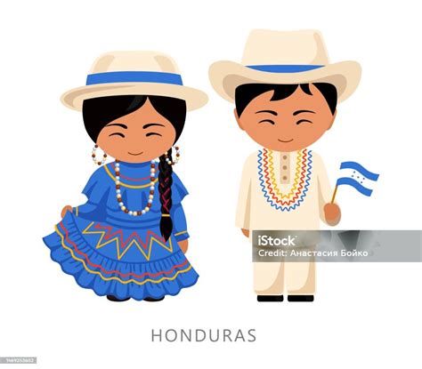 Ilustración De Mujer Y Hombre Con Traje Nacional De Honduras Pareja