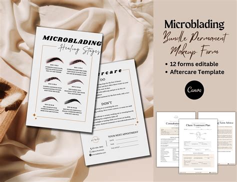Microblading Consent Form Editable Pmu Client Intake Eyebrows Aftercare Template Card